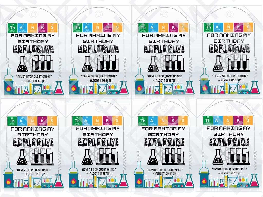 JPG & PDF: Chemistry/science Party Favor Tags 2 3/4" X 3 7/8" - Digital ...