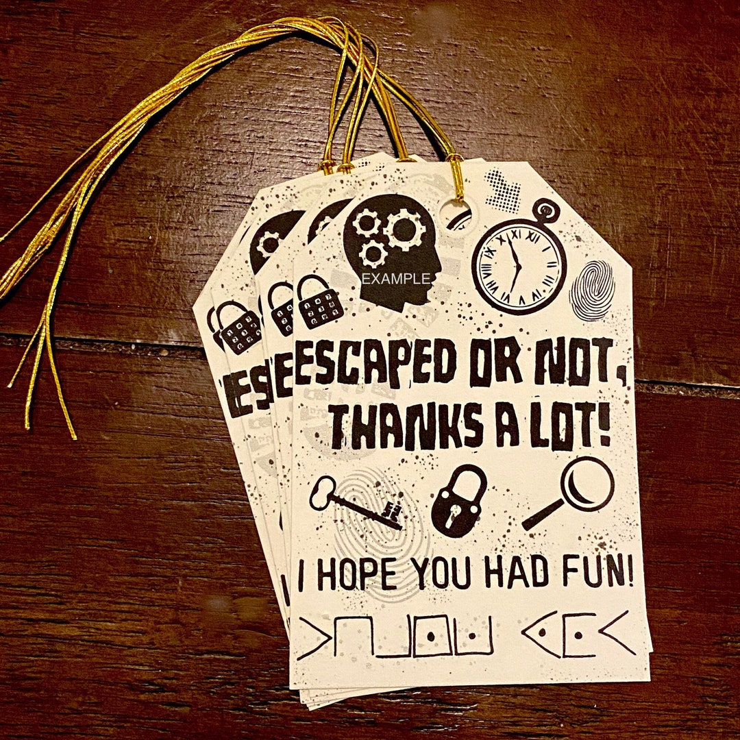 Escape Room Tags With Interactive Code - Aged Background - 2 3/4" X 3 7 ...