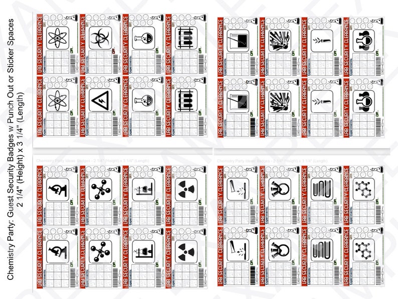 JPG: Chemistry/science Party Security Clearance Guest Badges - Etsy