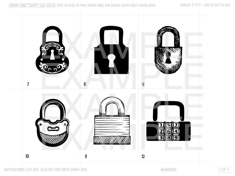 Escape Room Candy Bar "lock & Key" Cut-outs PDF - Approx 1" X 3" and 2 ...