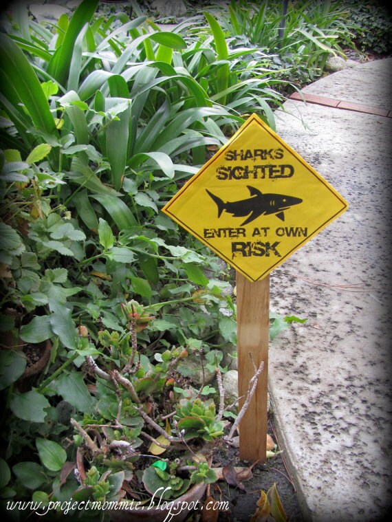 PDF: Shark Party Sign - "Sharks Sighted Enter at Own Risk" - Digital ...