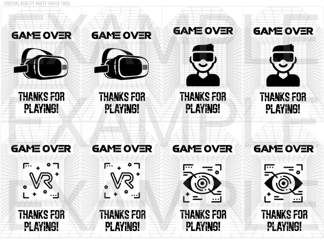 Virtual Reality & Escape Room Themed 2" X 1" Party Tags - W VR ...