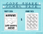 PDF: Shark Party Favor Tags 2" x 2" - Digital File DIY Printable by ...
