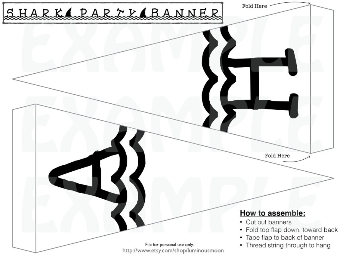PDF: Shark Party Pennant Banner happy Birthday - Etsy