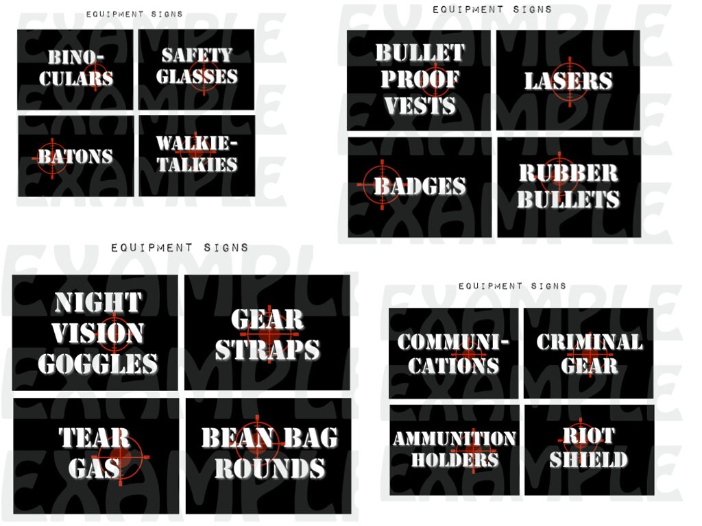 PDF: Printable SWAT Equipment Signs - Set of 20 - Black - Digital File ...