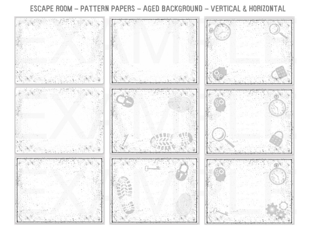 Escape Room-themed Aged-background Patterned Papers 9 Total PDF Escape ...