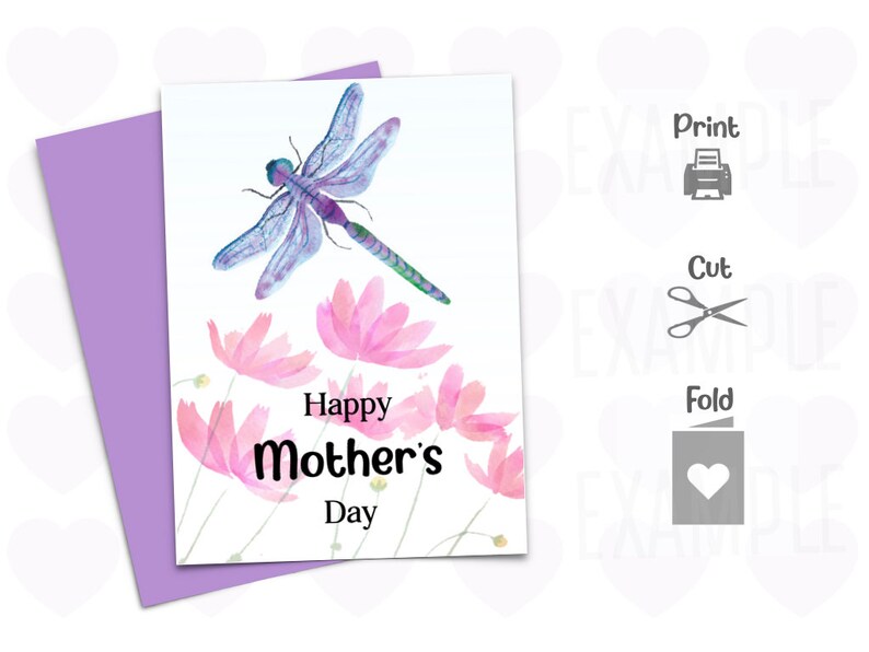 Happy Mother's Day Dragonfly Blank Cards 4x6 & 5x7 W - Etsy