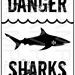 Shark Sign danger Sharks Digital File DIY Printable Shark JPG Week - Etsy