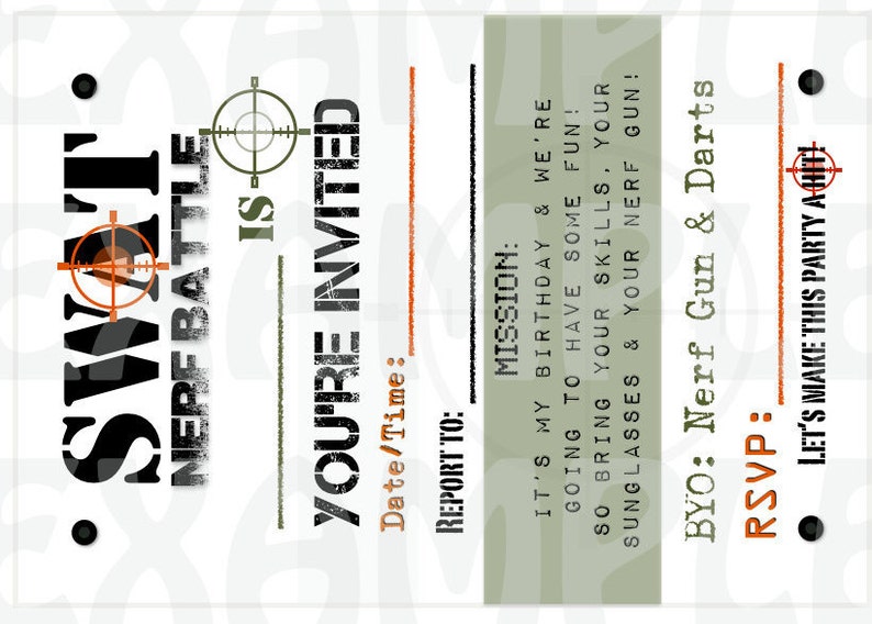 PDF: SWAT Fill-in Invitations let's Make This | Etsy