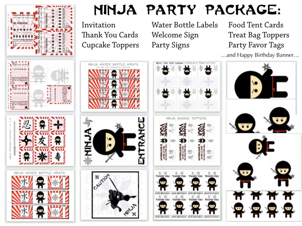 PDF: Cute but Fierce Ninja Party Package | Etsy