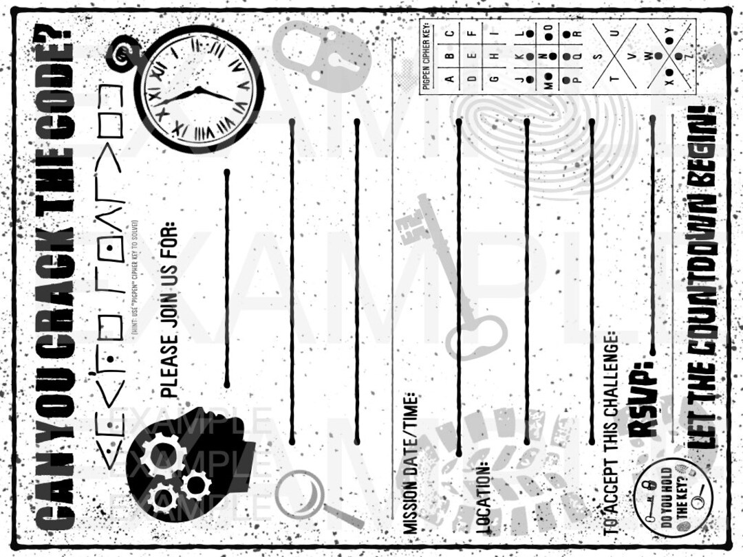 Escape Room Invitations 8 1/2 X 11 Fill-in With Aged Background PDF ...