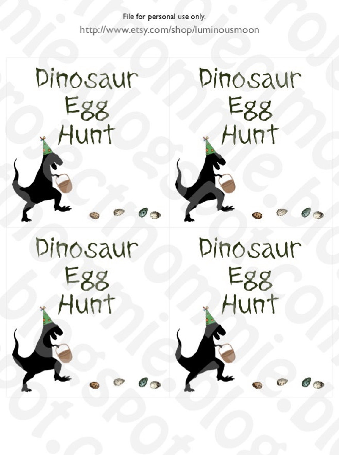 PDF: Dinosaur Egg Hunt Combo Pack Party Sign and Bag Labels | Etsy