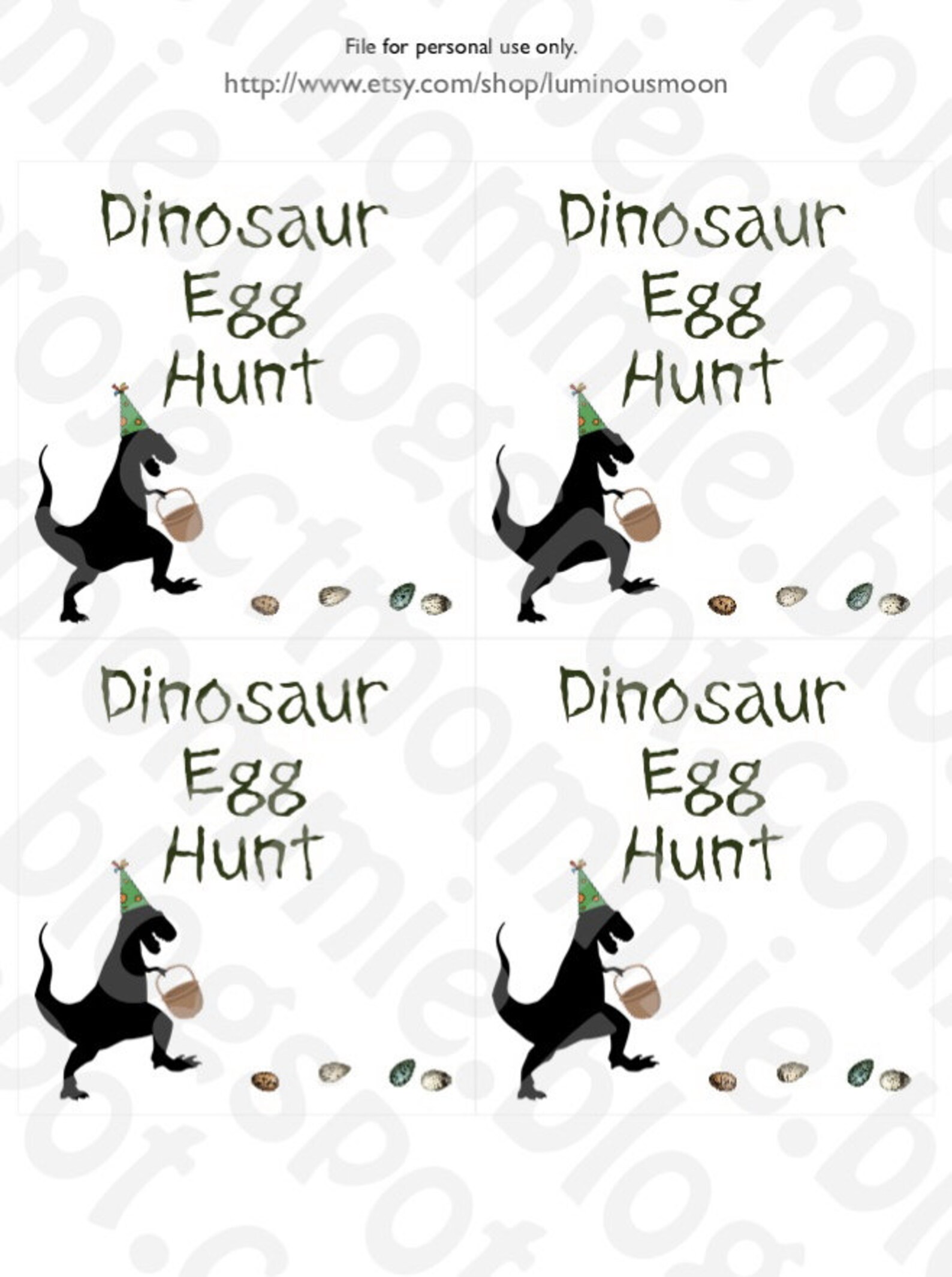 PDF: Dinosaur Egg Hunt Combo Pack - Party Sign and Bag Labels - Digital ...