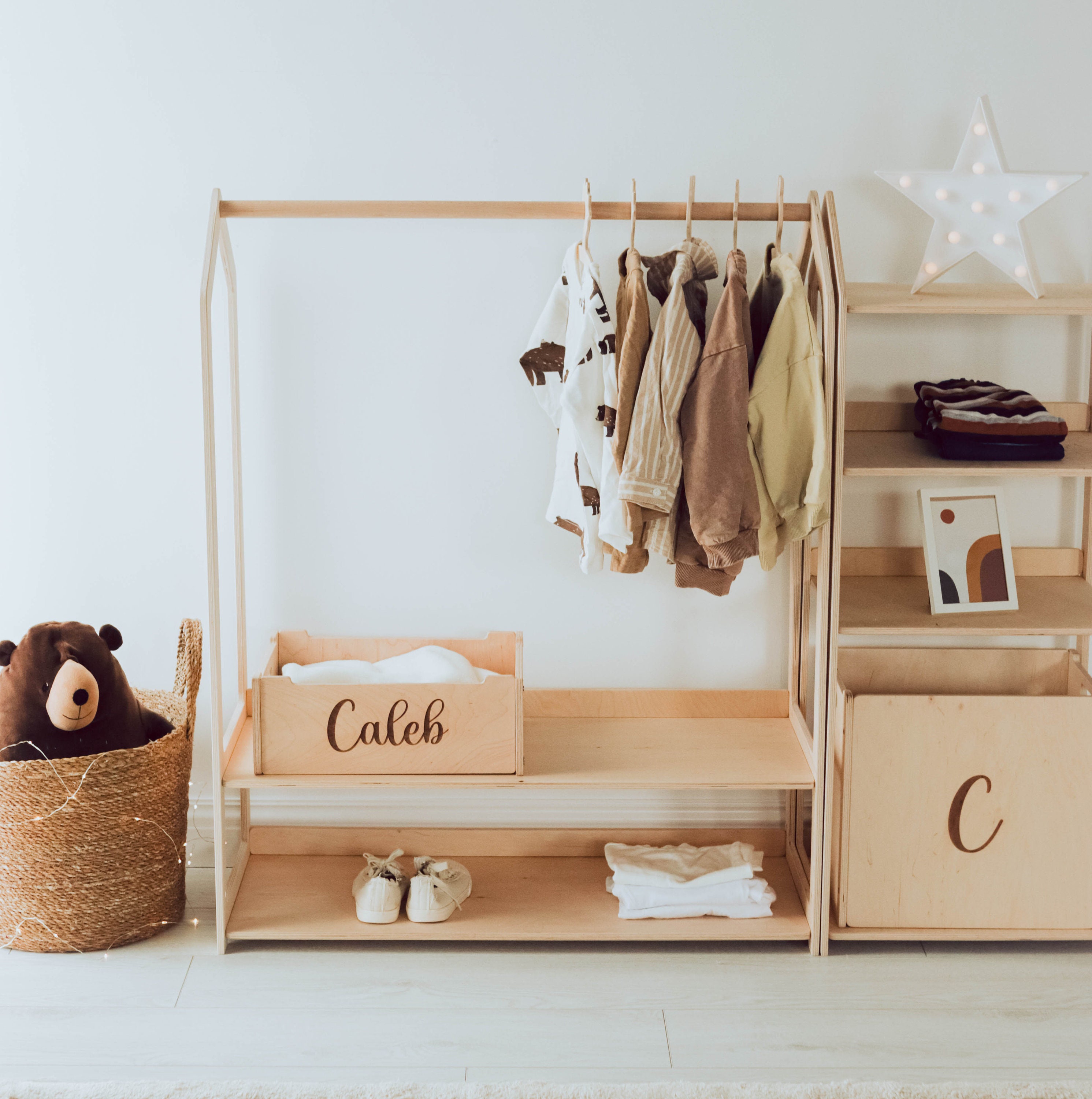 Kids Dress up Rack, Toddler Wardrobe, Wooden Clothes Rack, Personalized ...