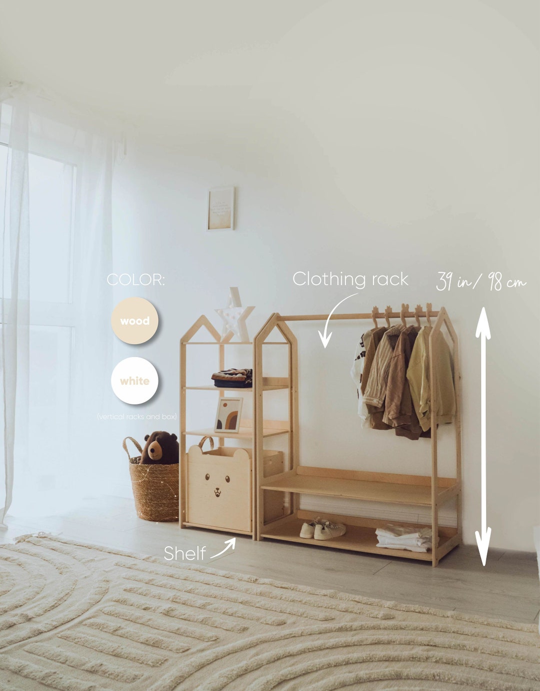 Kids Dress up Rack, Toddler Wardrobe, Wooden Clothes Rack, Personalized ...