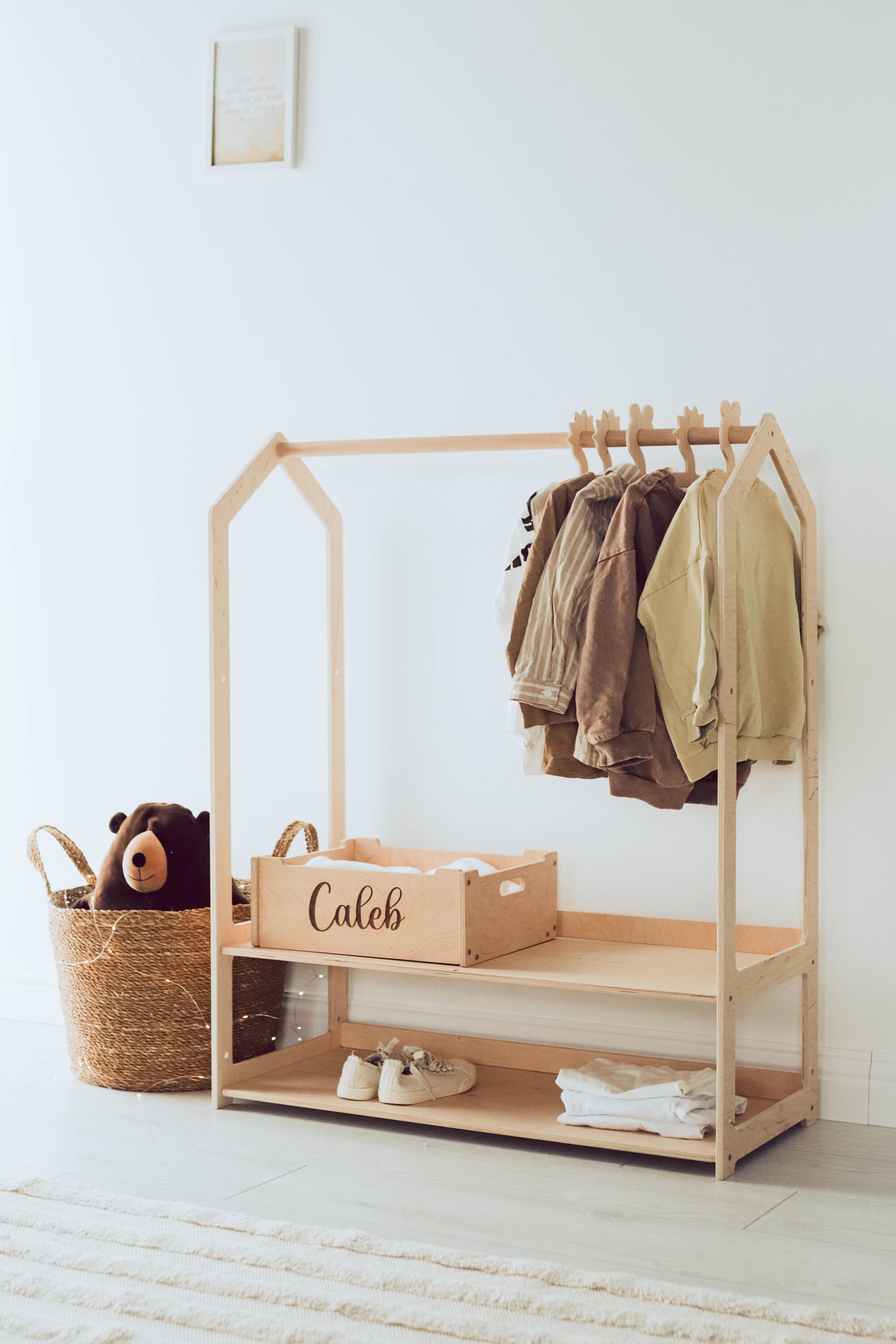 Kids Dress up Rack, Toddler Wardrobe, Wooden Clothes Rack, Personalized ...