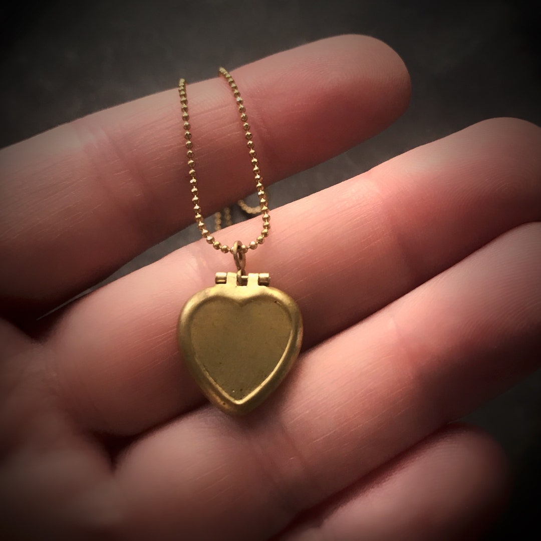 Heart Locket Necklace, Brass Heart Locket, Valentines Day Gift, Gift ...