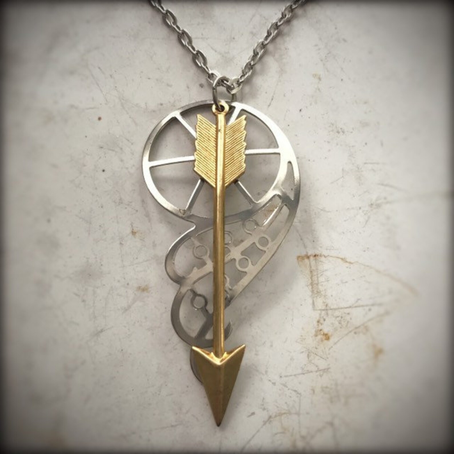 Gear & Arrow Steampunk Necklace Goth Valentine's Day - Etsy