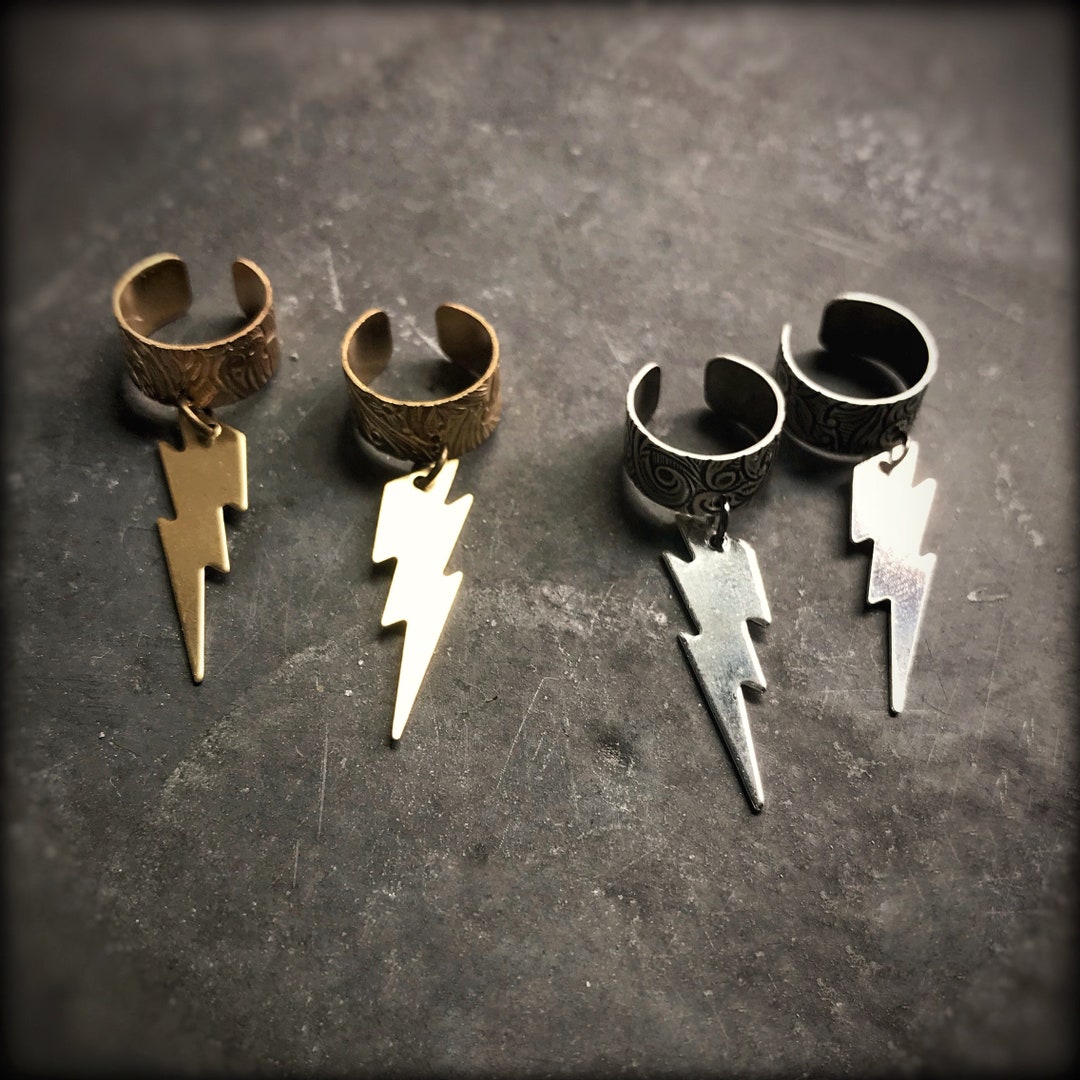 Lightning Bolt Ear Cuffs Floral Textured Cuffs, Lightning Bolts ...