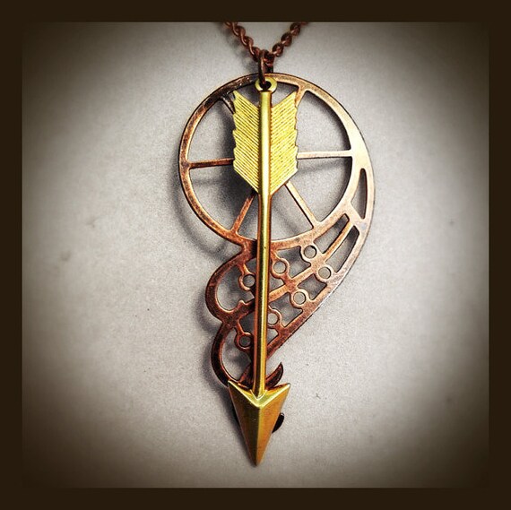 Gear & Arrow Steampunk Necklace Goth Valentine's Day | Etsy