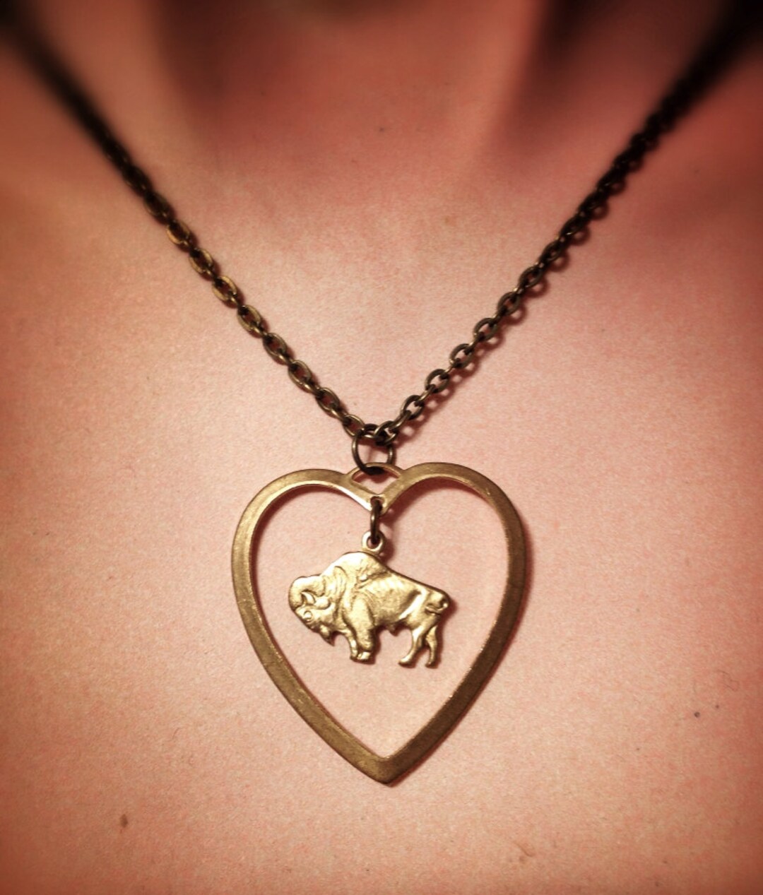 Buffalover Buffalo Heart Necklace, Bison Necklace, Colorado, Nickel ...