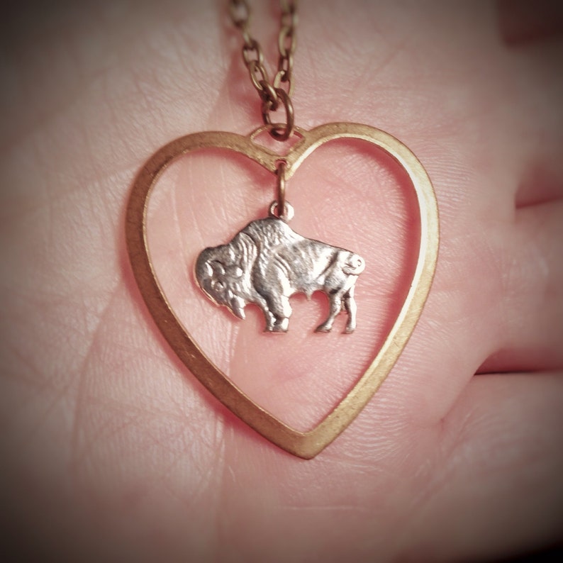 Buffalover Buffalo Heart Necklace Bison Necklace Colorado - Etsy