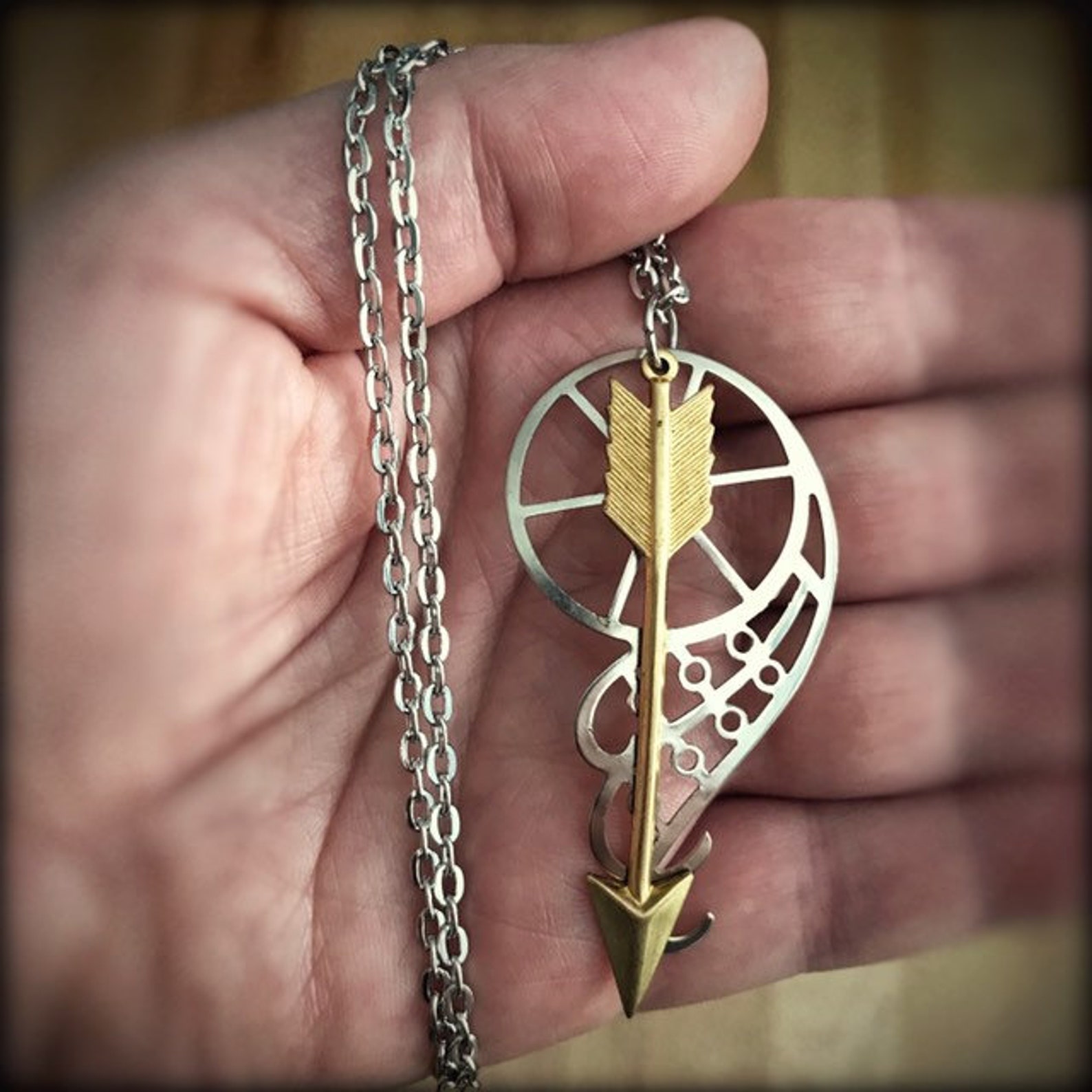 Gear & Arrow Steampunk Necklace Goth Valentine's Day | Etsy