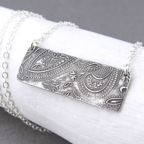 Silver Bar Necklace for Women Sterling Silver Necklace - Etsy