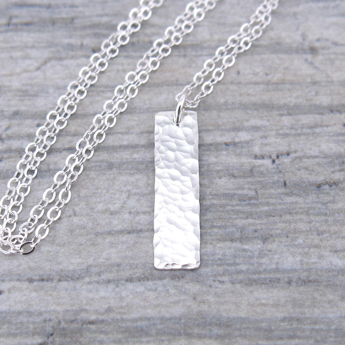 Minimalist Silver Necklace Sterling Silver Bar Necklace Vertical ...