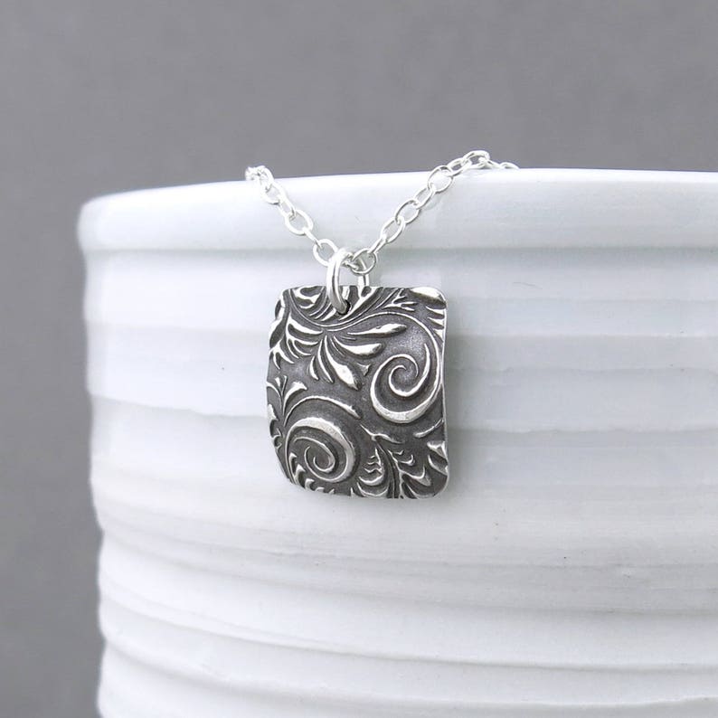 Unique Sterling Silver Necklace Pendant Silver Square Necklace | Etsy