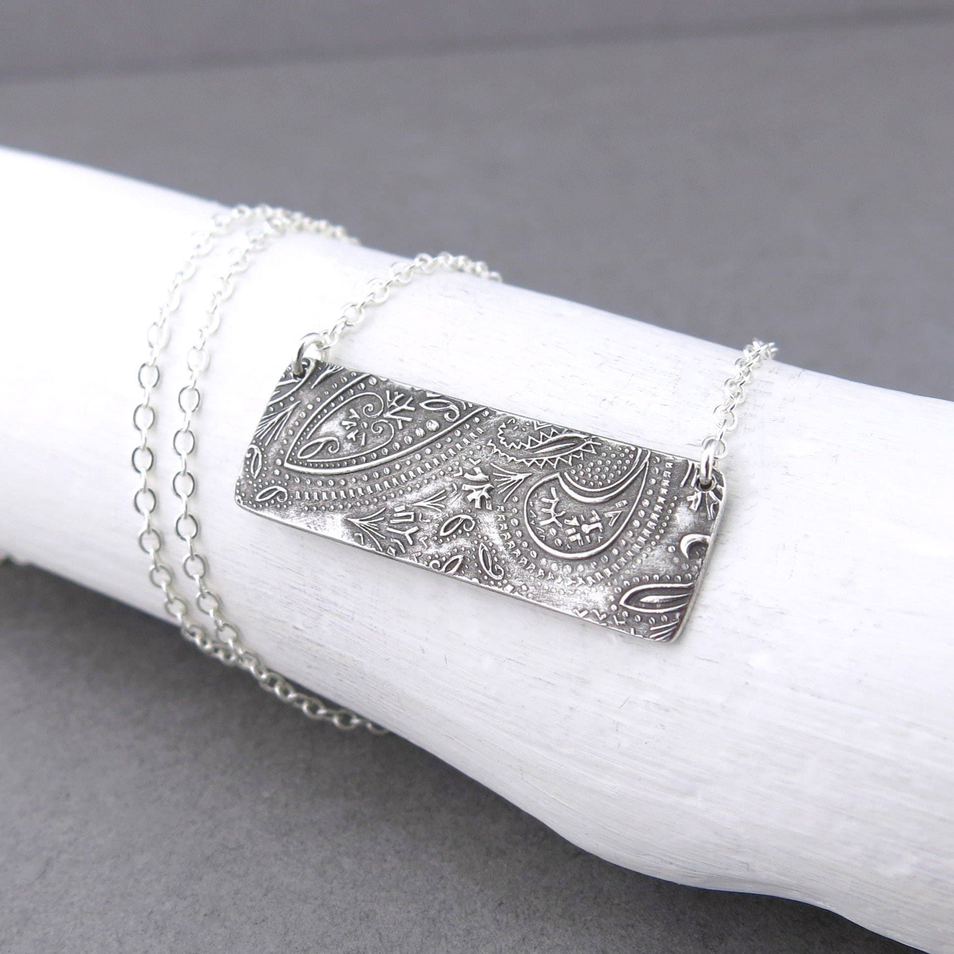 Silver Bar Necklace for Women Sterling Silver Necklace Layering ...