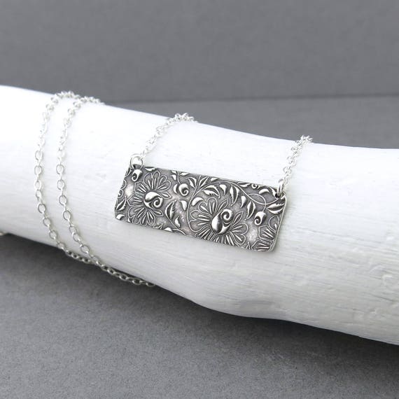 Silver Bar Necklace for Women Layering Necklace Sterling | Etsy