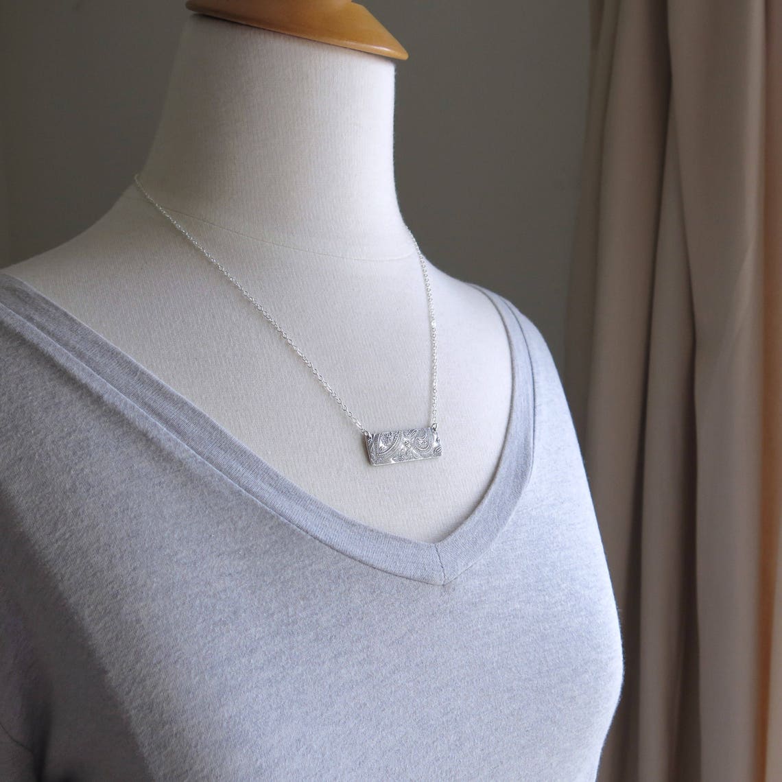Silver Bar Necklace for Women Sterling Silver Necklace Layering ...