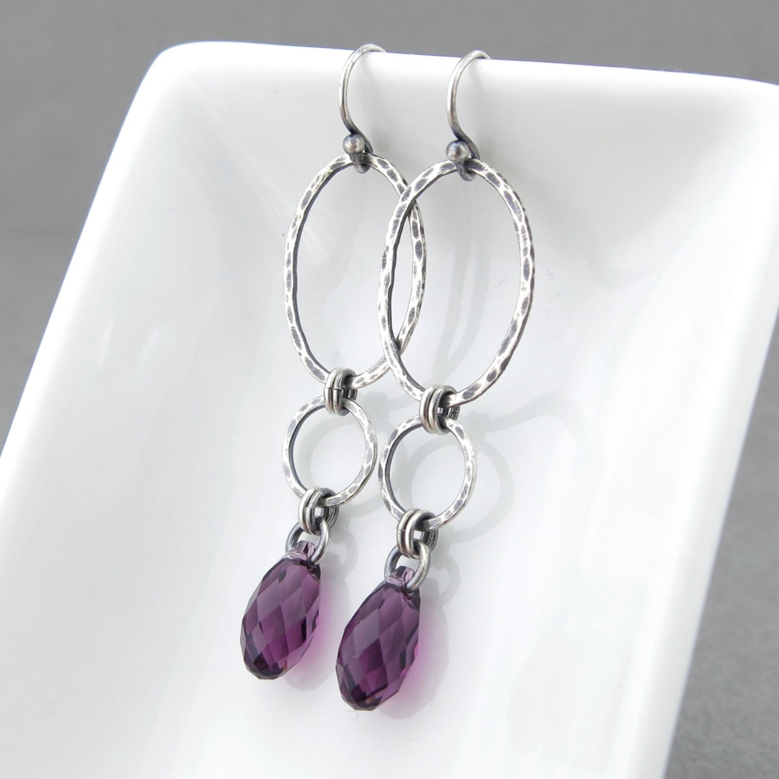 Purple Earrings Amethyst Earrings Purple Crystal Earrings Geometric ...