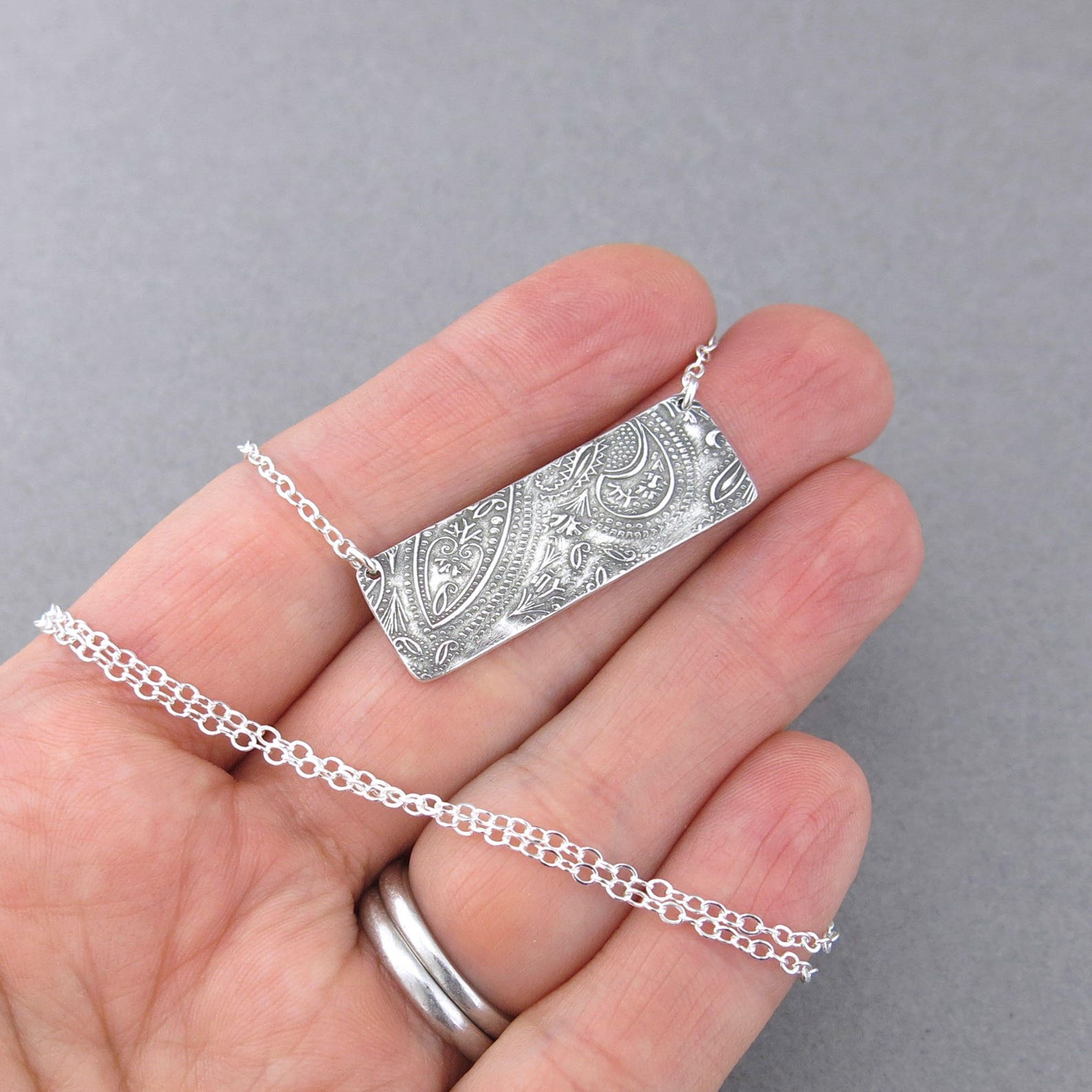 Silver Bar Necklace for Women Sterling Silver Necklace Layering ...