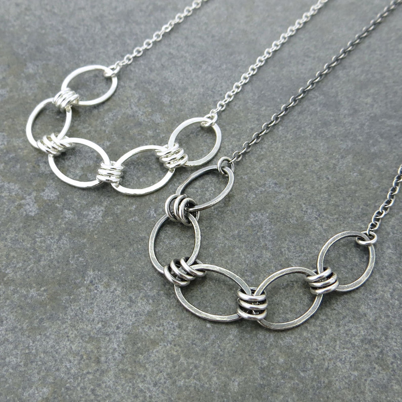 Sterling Silver Necklace Chain Link Necklace Silver Oval - Etsy
