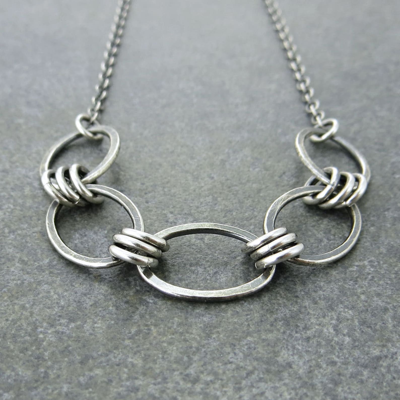 Sterling Silver Necklace Chain Link Necklace Silver Oval - Etsy