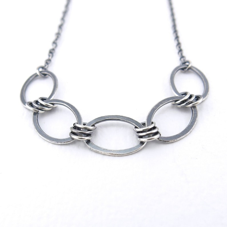 Sterling Silver Necklace Chain Link Necklace Silver Oval - Etsy