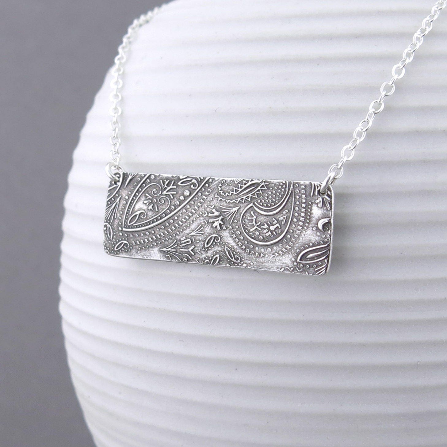 Silver Bar Necklace for Women Sterling Silver Necklace Layering ...
