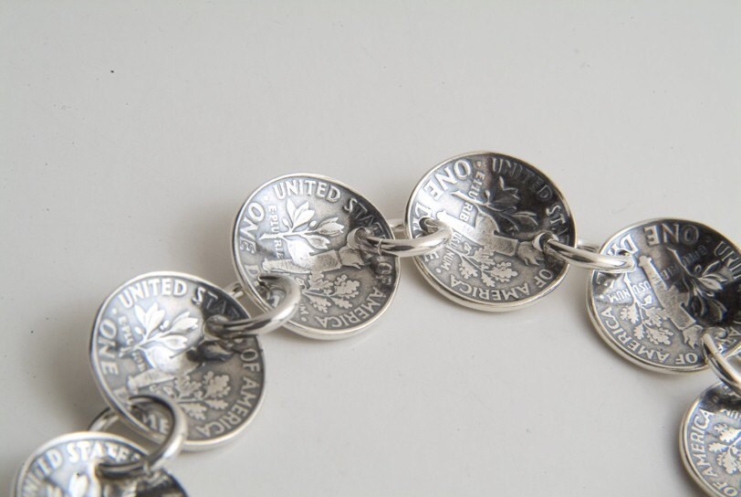 Flowers Bracelet Made From Vintage Silver American Dimes - Etsy
