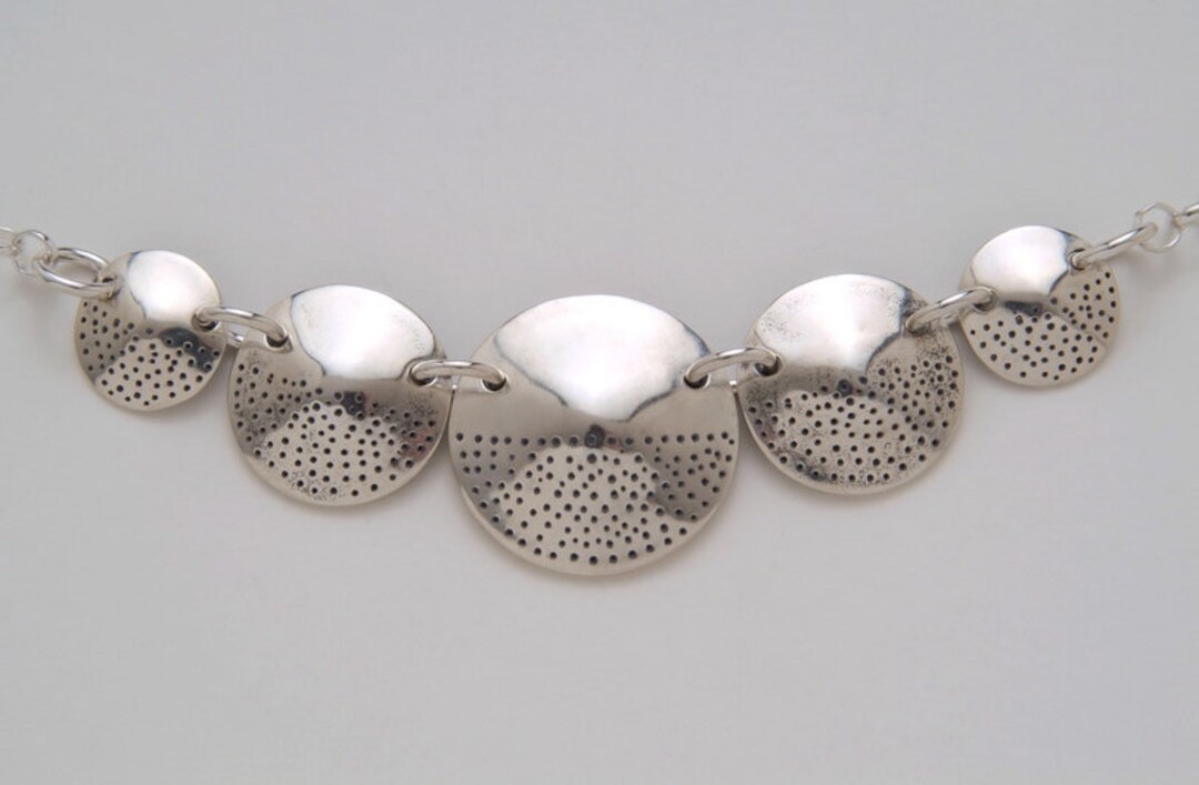 5 Coins Silver Circle Dots Necklace Made From 5 Vintage American Silver ...