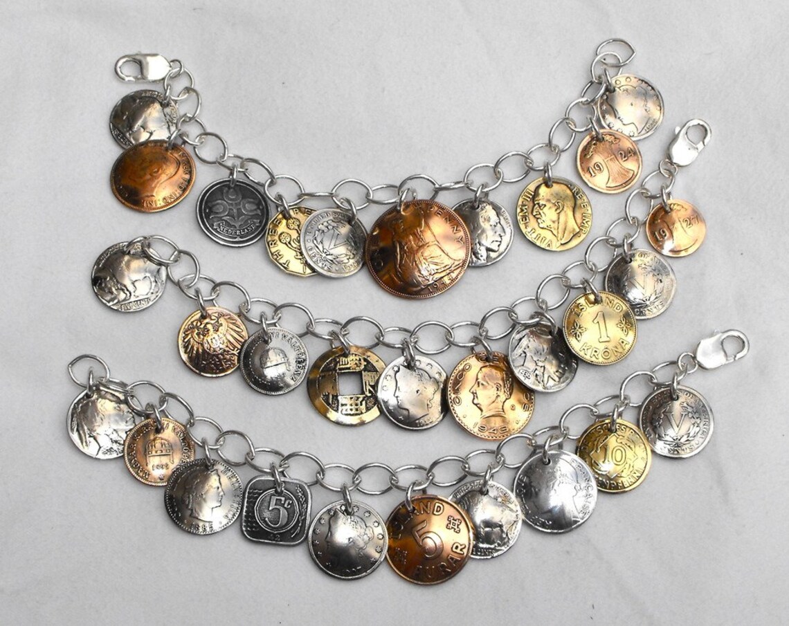 Send Us Your Coins Custom Charm Bracelet - Etsy