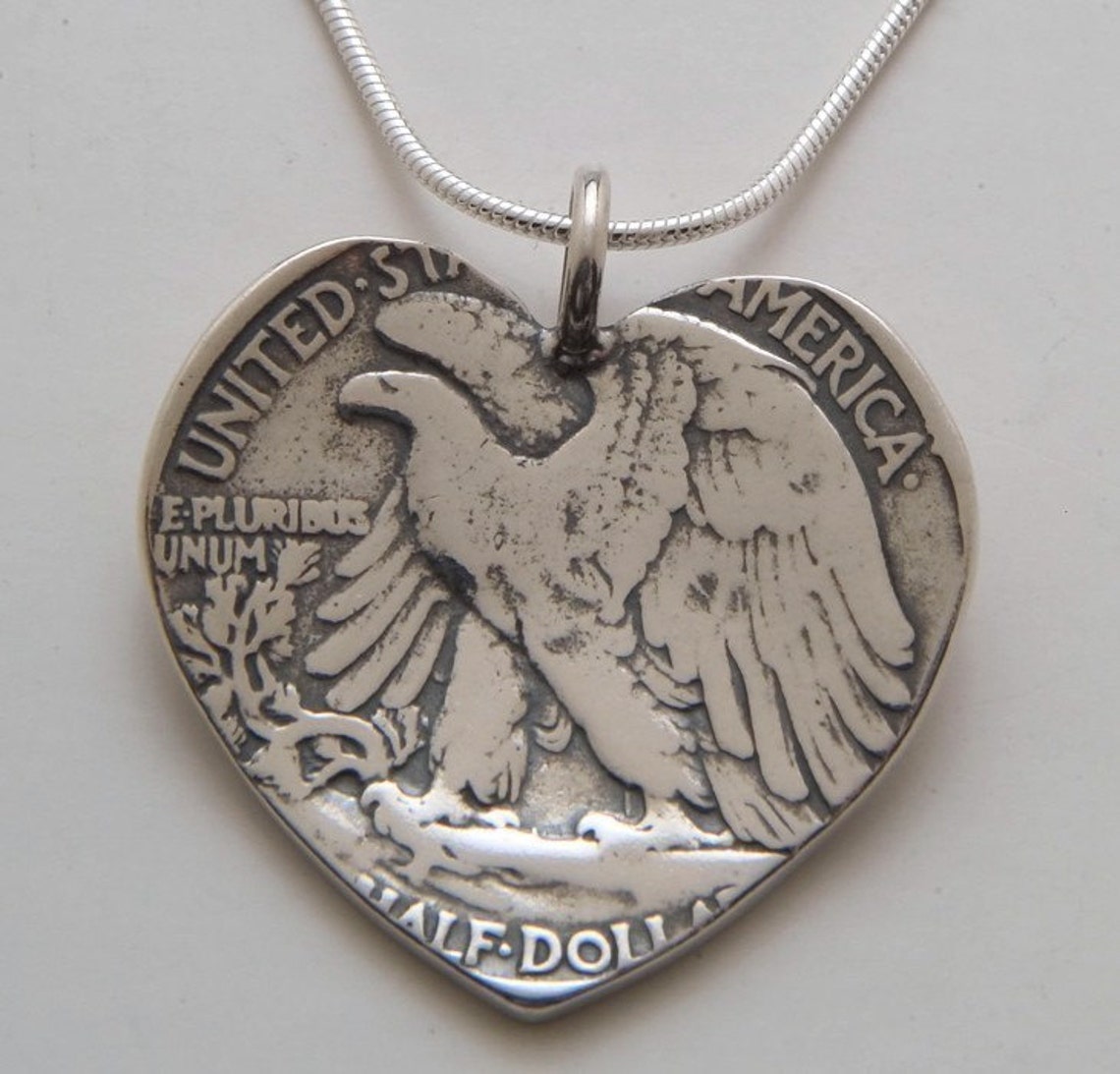 Recycled Coin Design Heart Pendant Vintage US Silver Liberty - Etsy