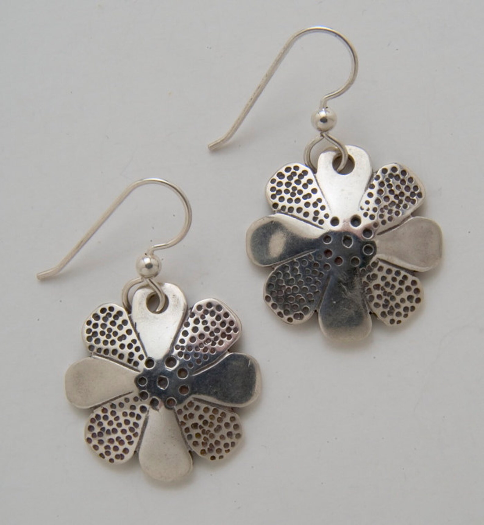 Silver Flower Earrings Made From Vintage US Silver Standing - Etsy