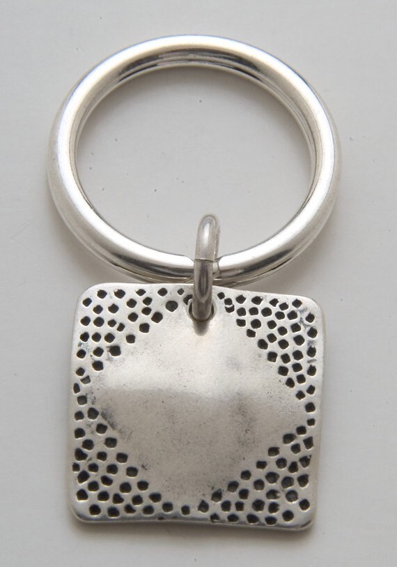 Silver Square Diamond Keyring Made From Vintage American Half - Etsy