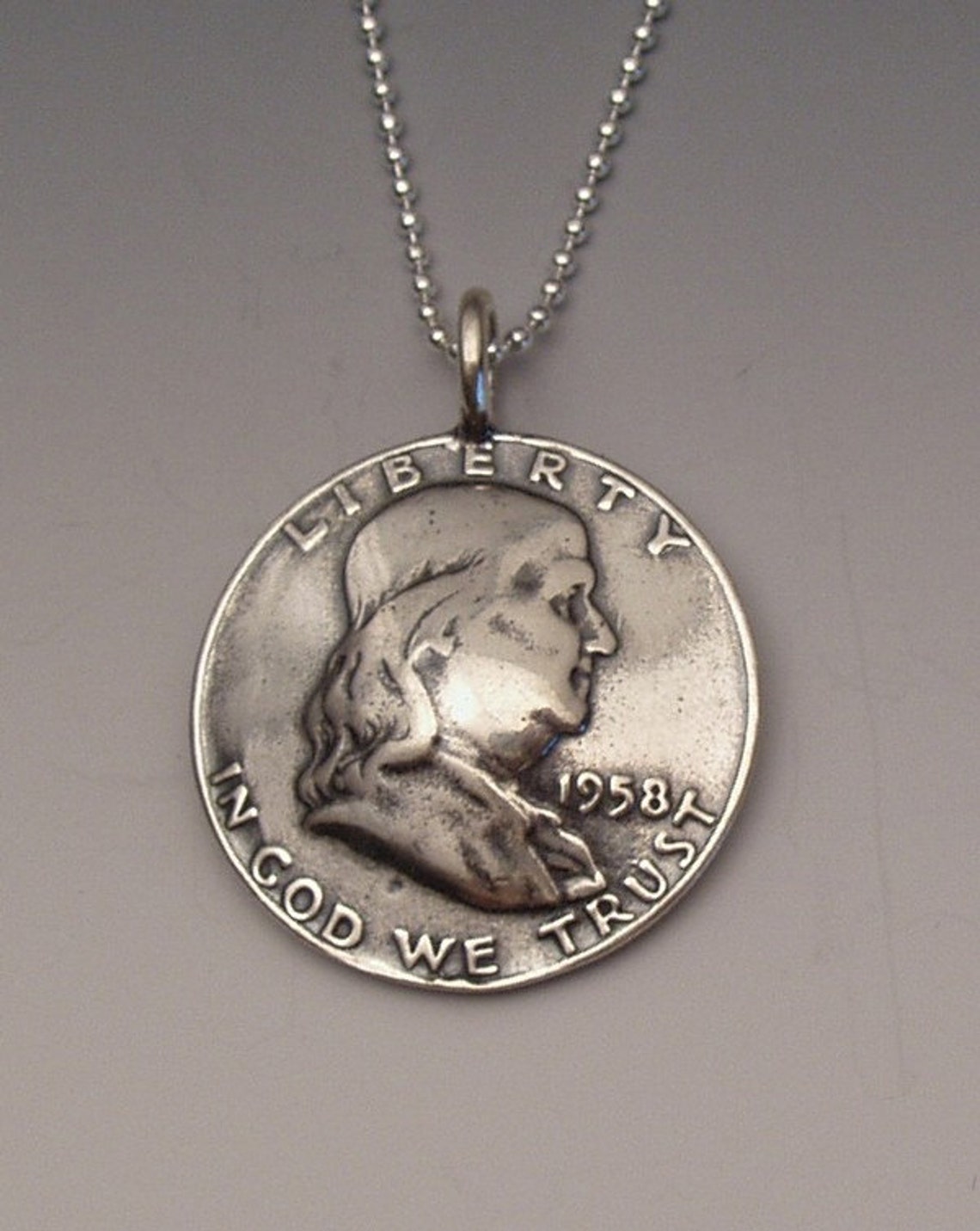 Ben Franklin Silver Half Dollar Pendant - Etsy