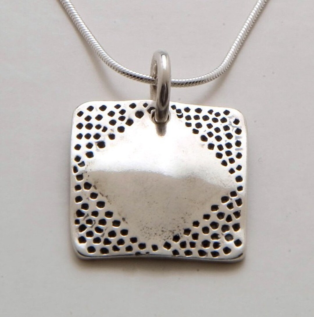 Recycled Coin Design Square Diamond Pendant Made From Vintage US Silver ...