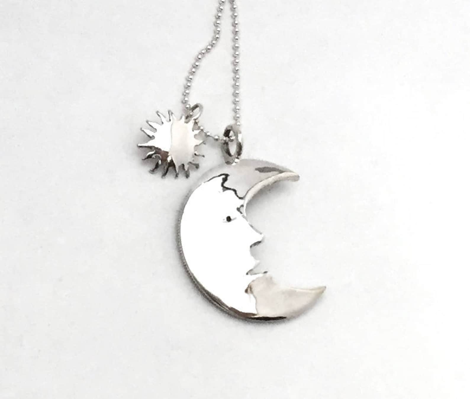 Moon & Sun Dollar Dime Necklace 2 Vintage American Silver Liberty Coins ...