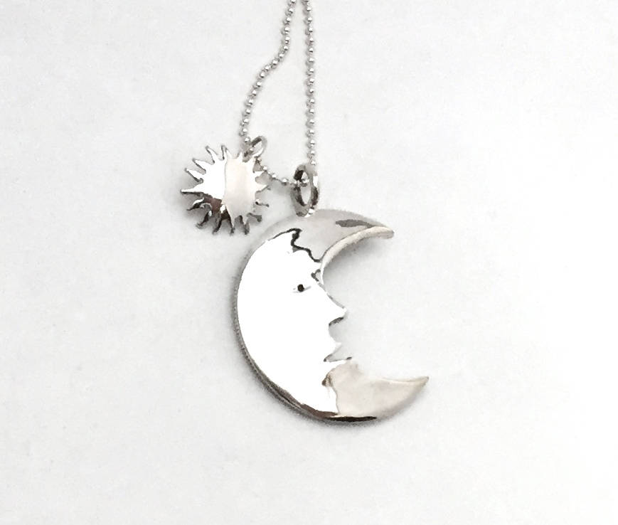 Moon & Sun Dollar Dime Necklace 2 Vintage American Silver Liberty Coins ...