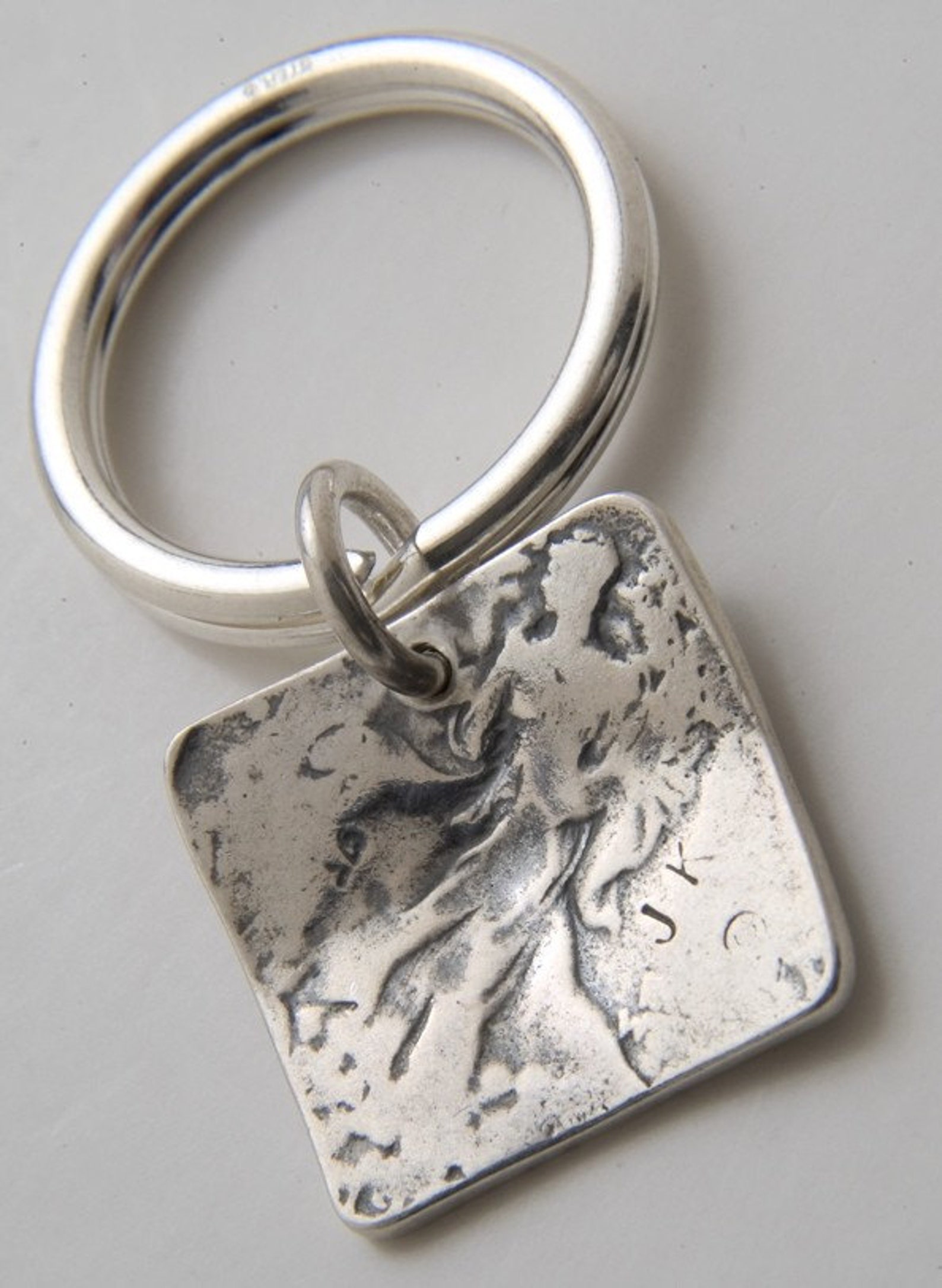 Silver Square Diamond Keyring Made From Vintage American Half - Etsy